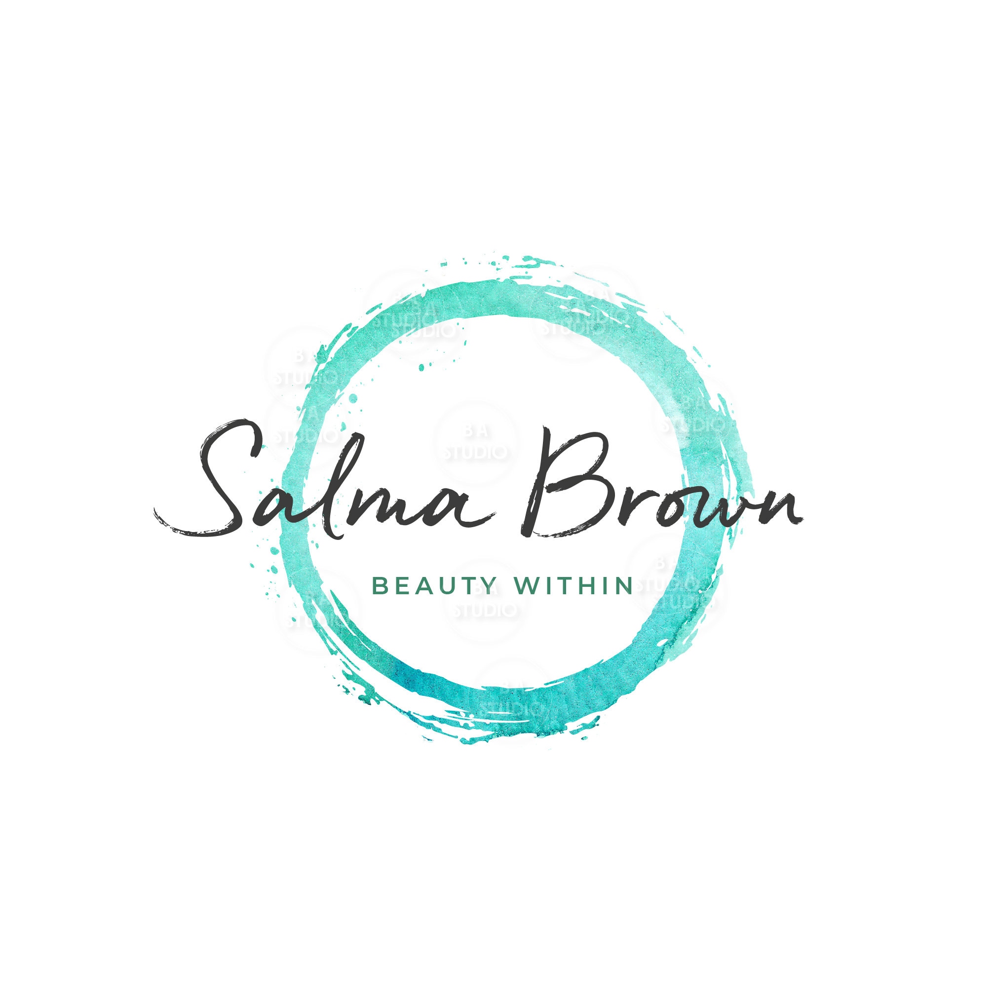 Teal Circle Logo Premade Logo Design Logo Design and - Etsy