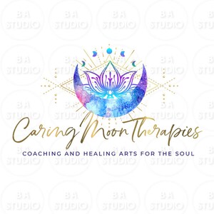 Caring Moon Logo Healing Moon Logo Moon Therapy Logo Moon Wellness Logo ...