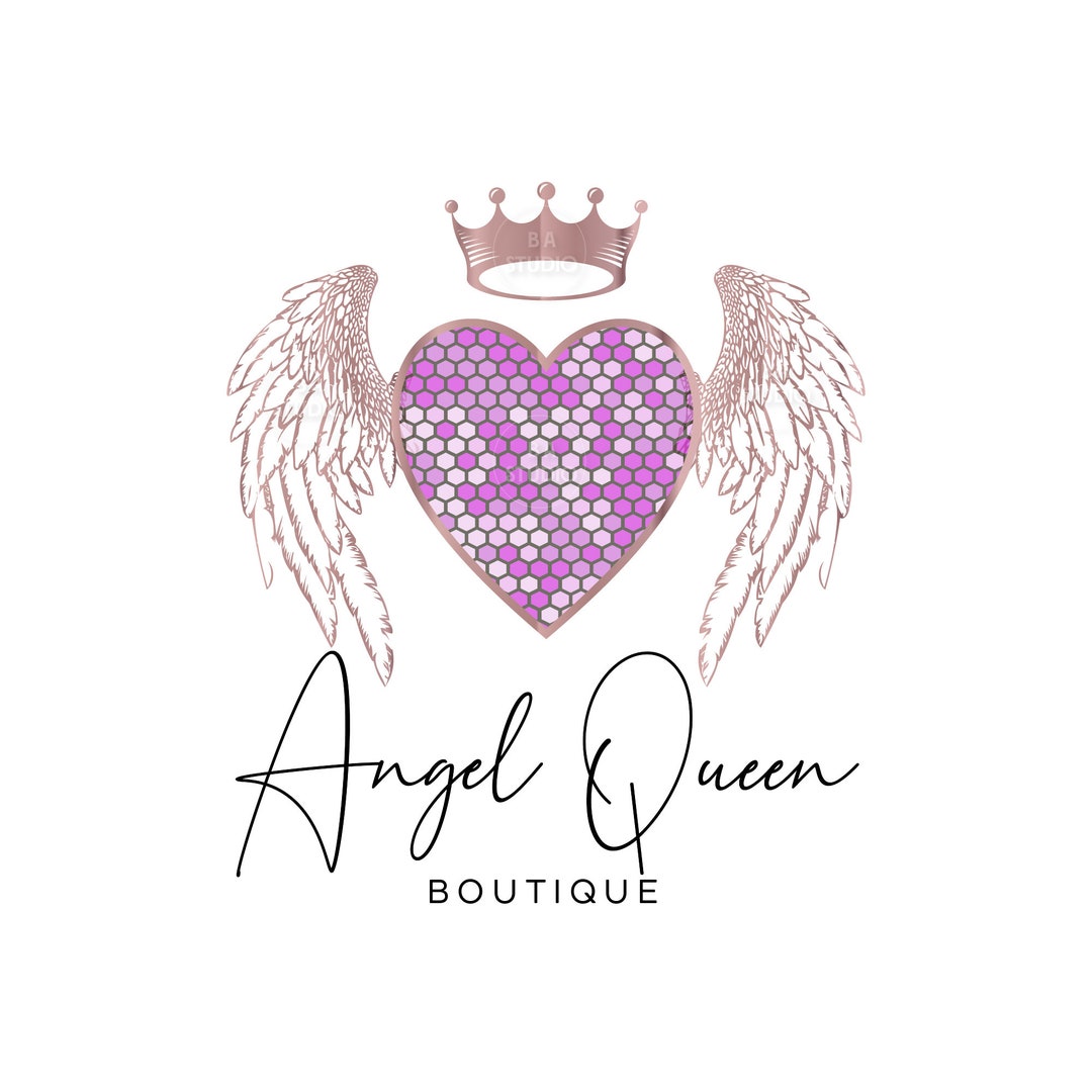 Angel Queen Logo - Healing Logo - Heart Logo - Crown Logo - Premade ...