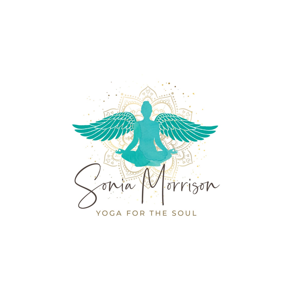 Wellbeing Logo - Meditation Branding - Mystic Logo - Teal Wings Logo ...