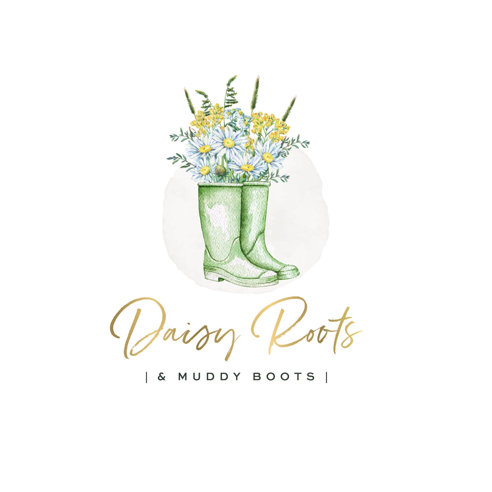 Gardening Logo Florist Logo Wellies Logo Premade Logo | Etsy