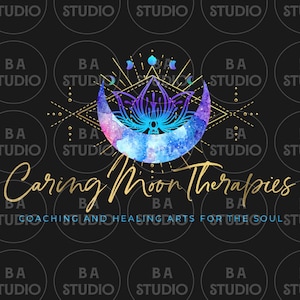 Caring Moon Logo - Healing Moon Logo - Moon Therapy Logo - Moon ...