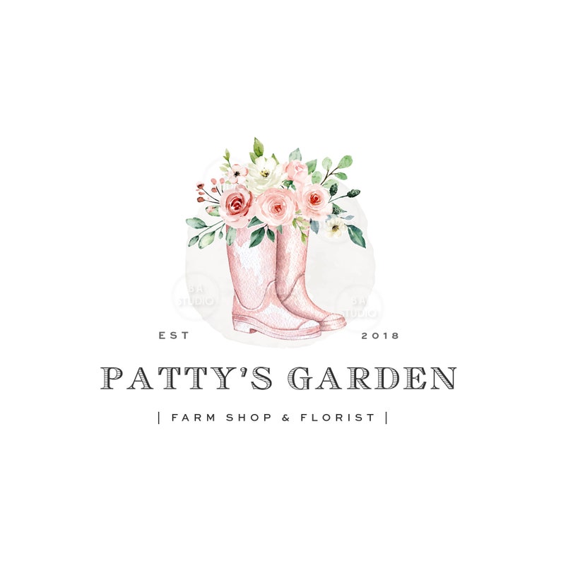 Gardening Logo Logo Design Florist Logo Wellies Logo - Etsy