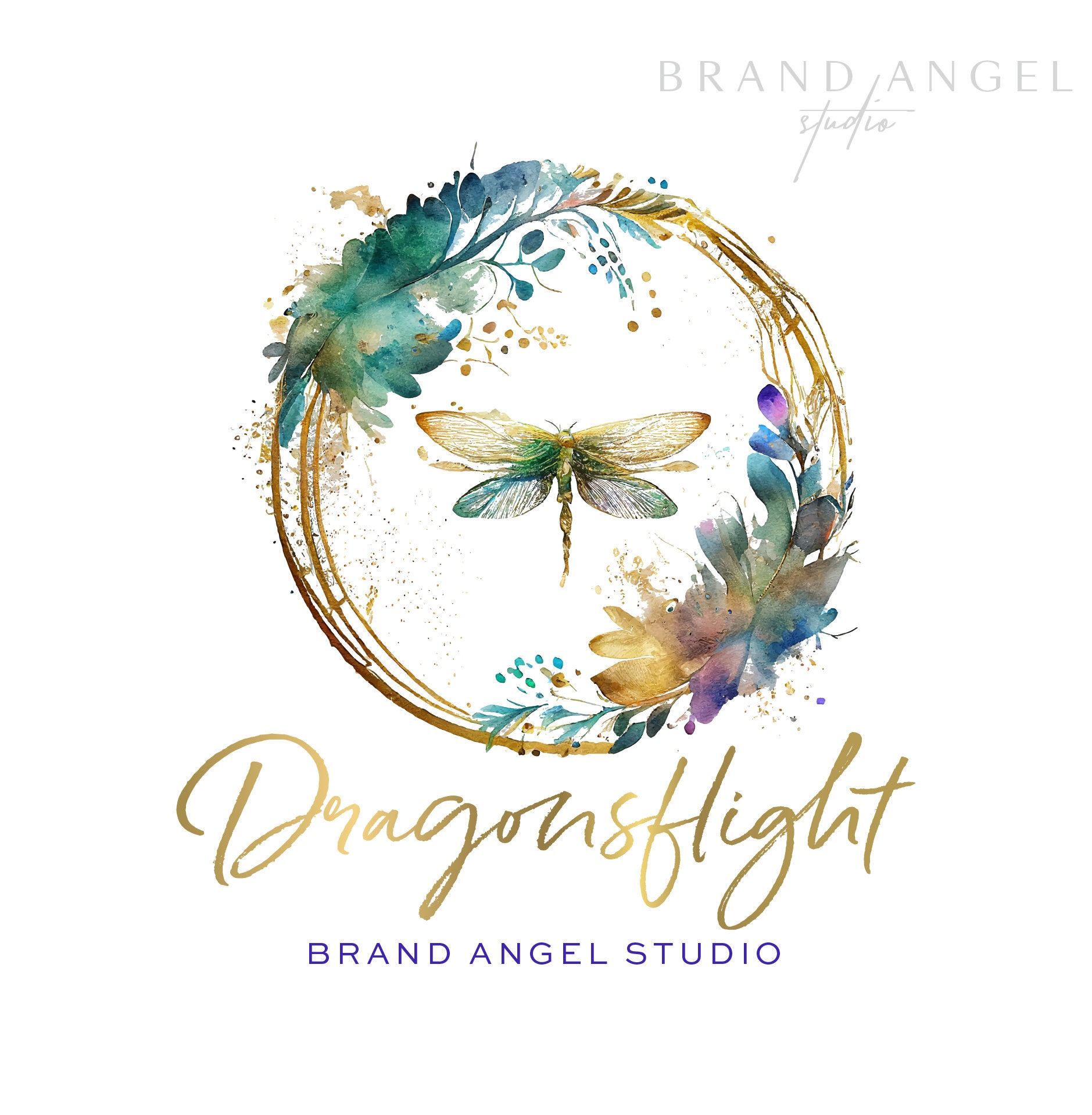 Dragonfly Watercolor Logo - Premade Logo Design - Logo Design and ...