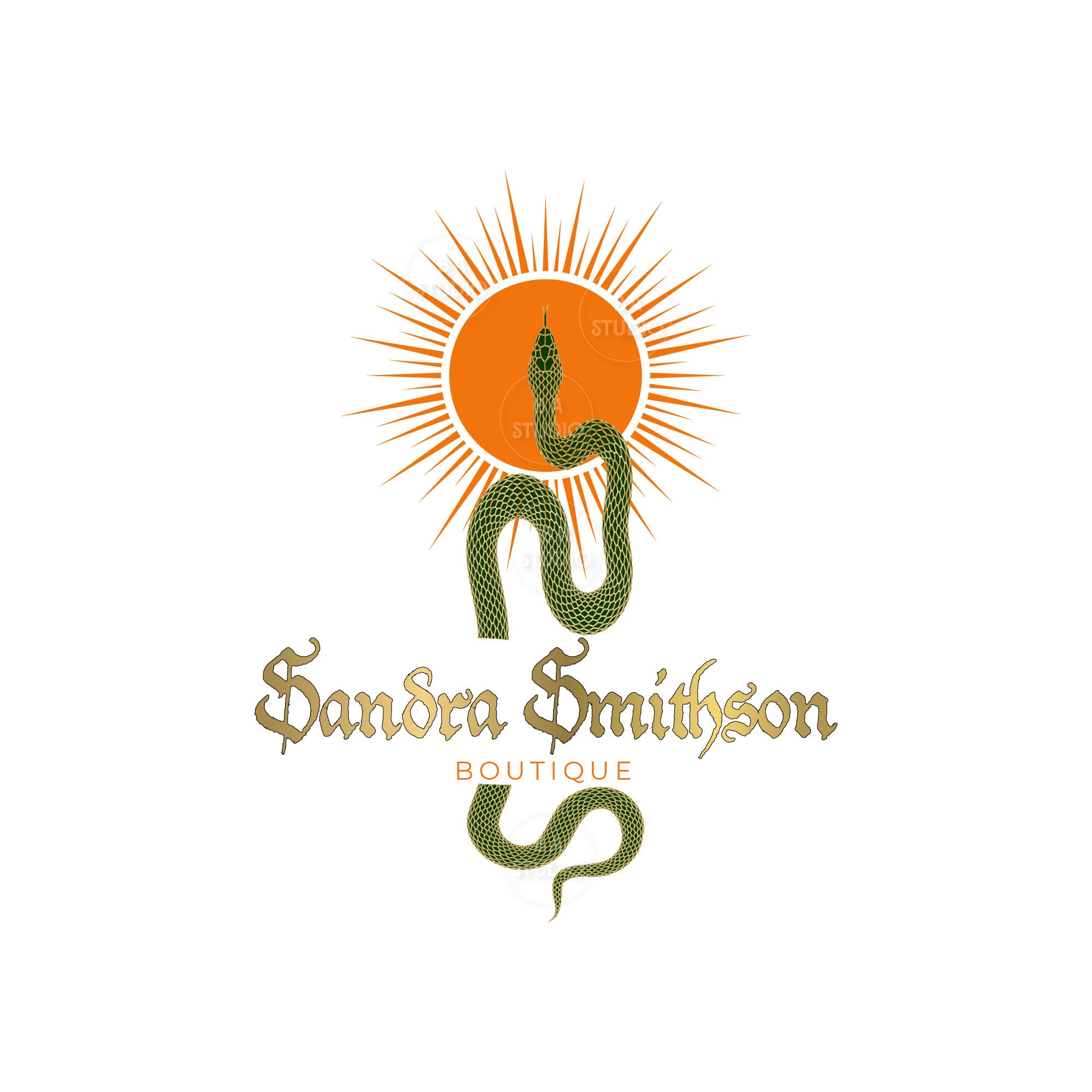 Snake and Sun Logo Premade Logo Design Logo Design - Etsy
