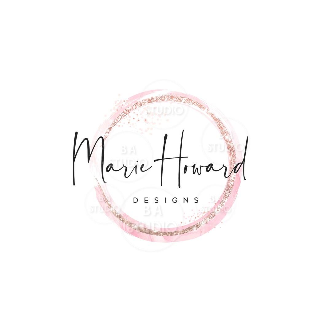 Circle Logo - Pink Glitter Logo - Brush Circle Logo - Pink Logo ...