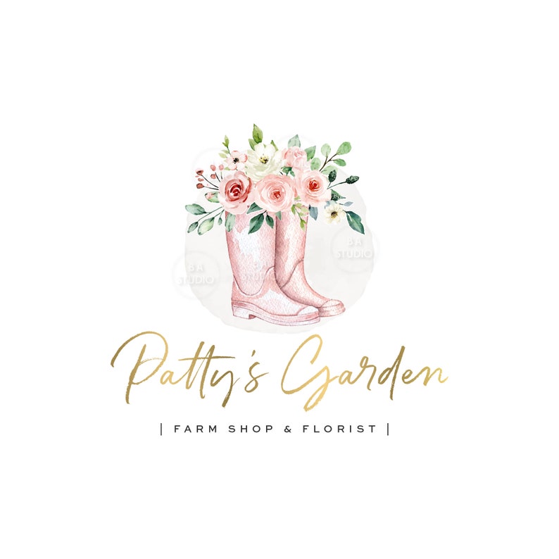 Gardening Logo Florist Logo Wellies Logo Premade Logo - Etsy