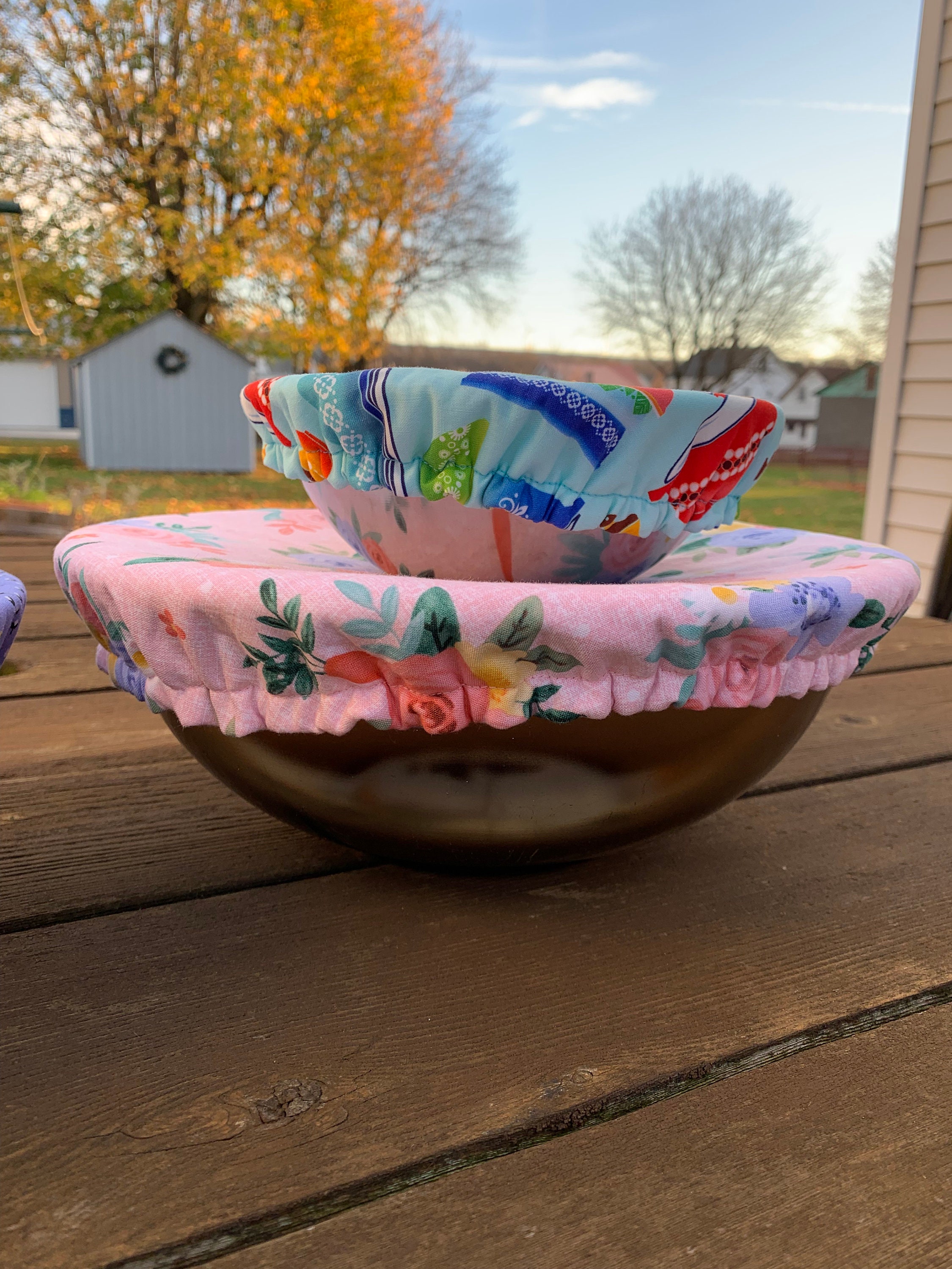 Reversible Fabric Bowl Cover: Bright Pattern, Reusable, Sustainable - Etsy