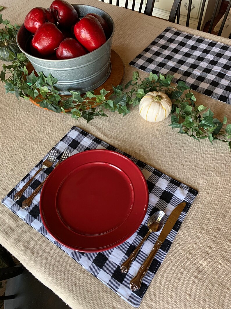 Placemats Buffalo Check Black and White Fall Placemats - Etsy