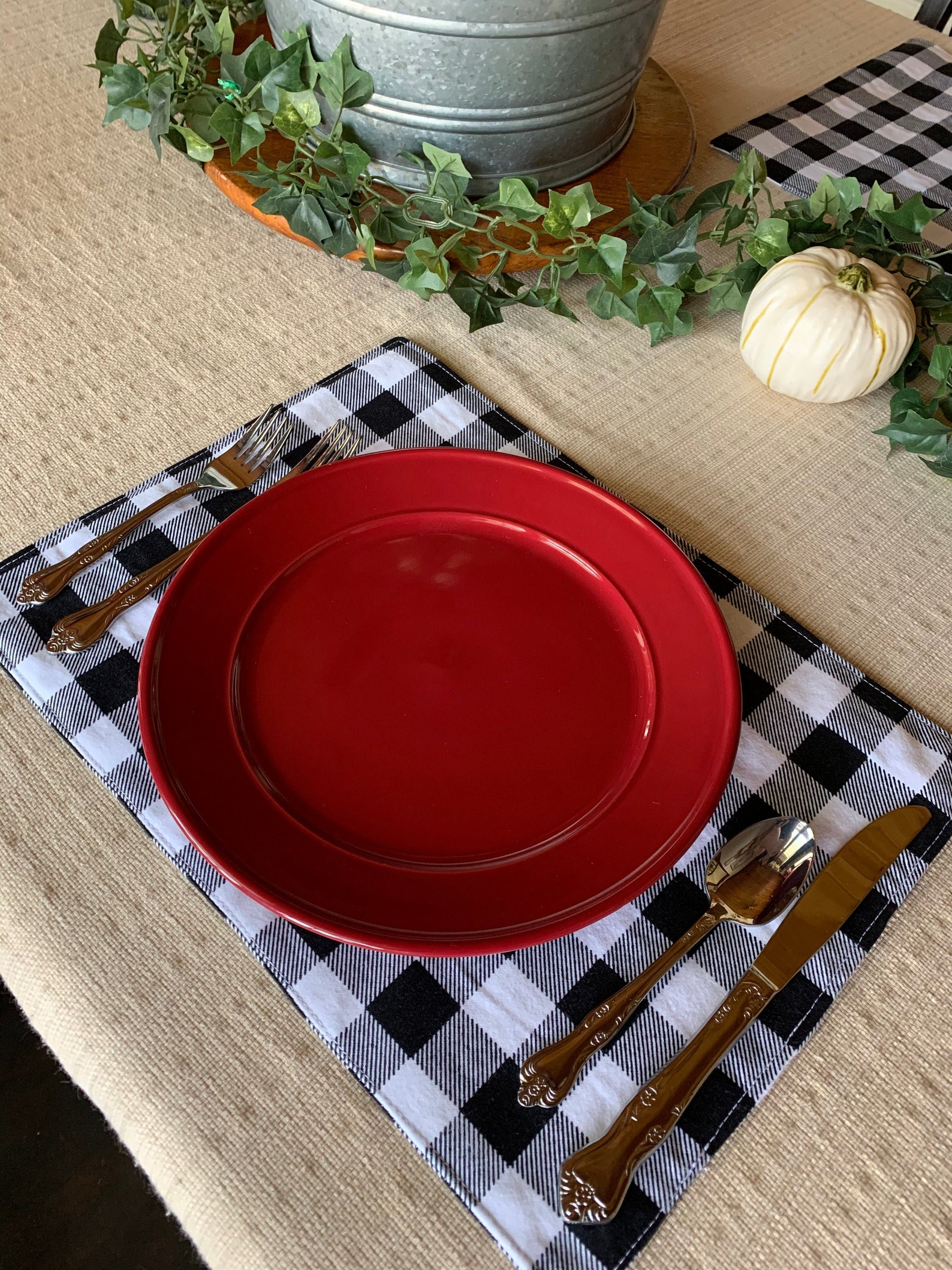 Placemats Buffalo Check Black and White Fall Placemats - Etsy