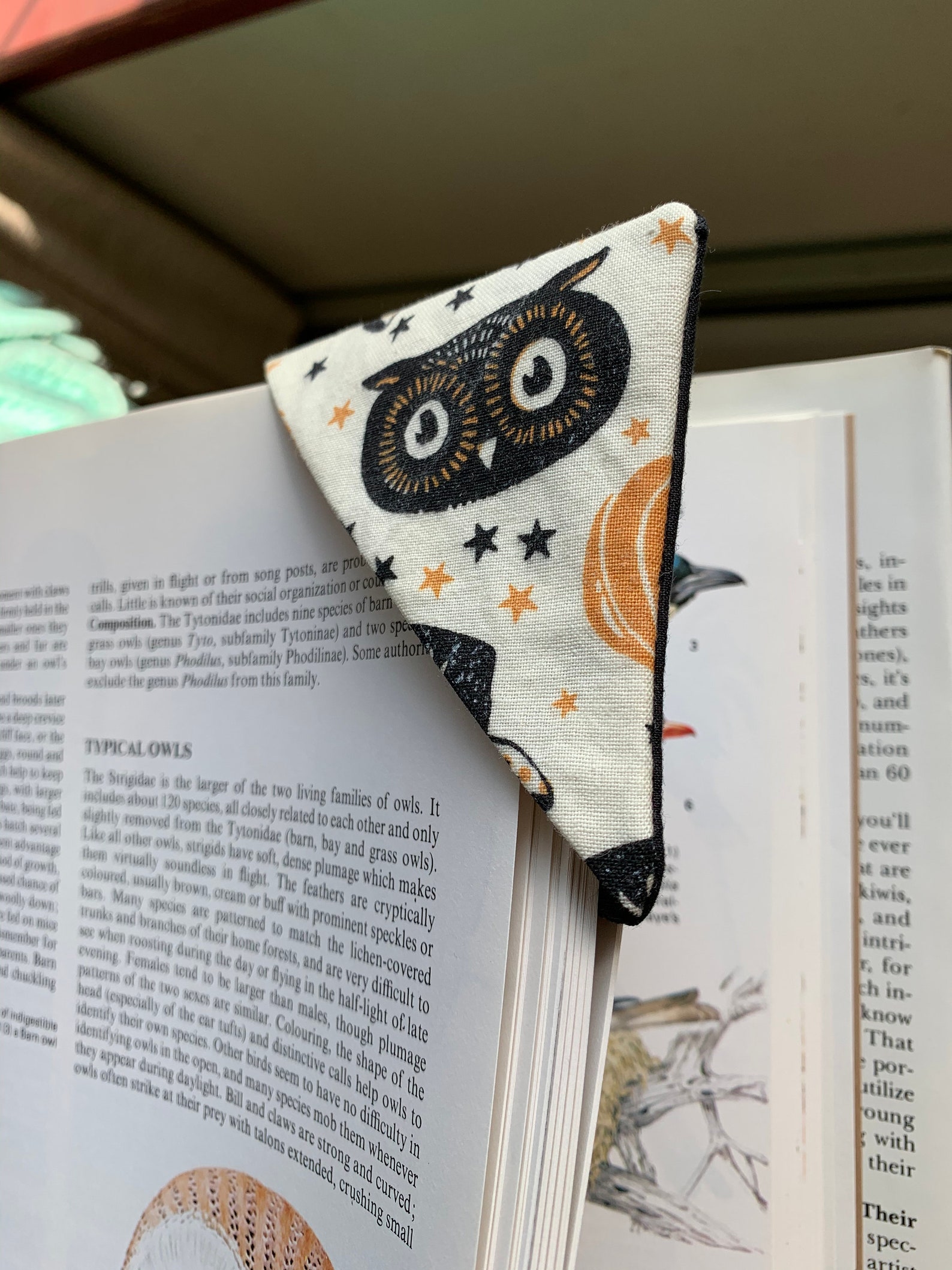 Fabric Corner Bookmark Owl Design Bookmark Book Lover Gift | Etsy