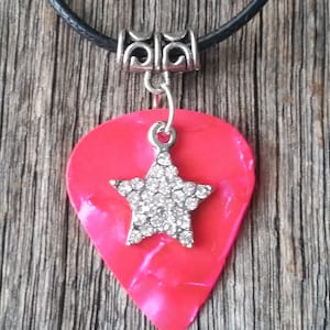 Guitar Pick Plectrum Rhinestone Diamond Sparkly Pink Goth Star ...