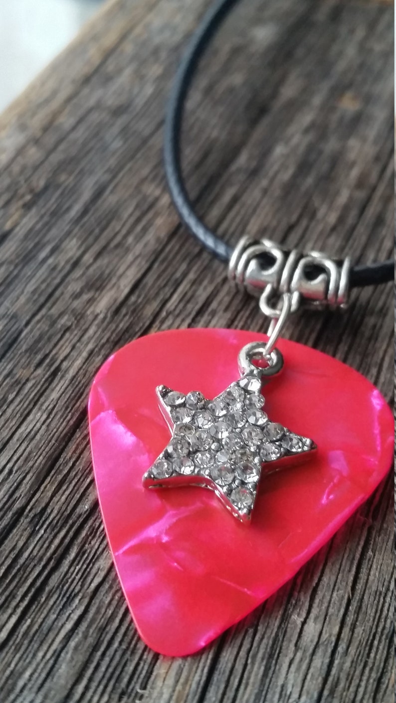 Guitar Pick Plectrum Rhinestone Diamond Sparkly Pink Goth Star ...