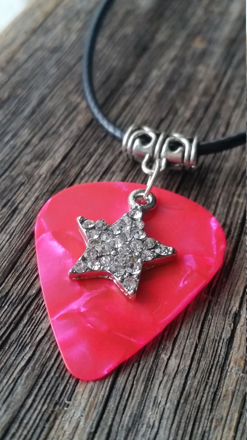 Guitar Pick Plectrum Rhinestone Diamond Sparkly Pink Goth Star ...