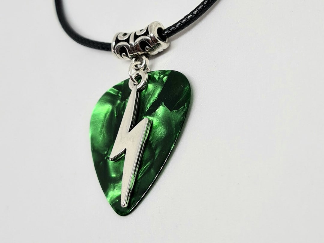 Thunder Lightning Bolt Necklace Guitar Pick Charm Pendant David Bowie ...