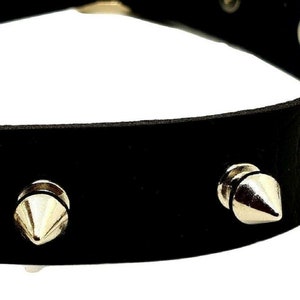 Spiked Choker Punk Faux Leather Necklace Spike Dog Collar Black Silver ...