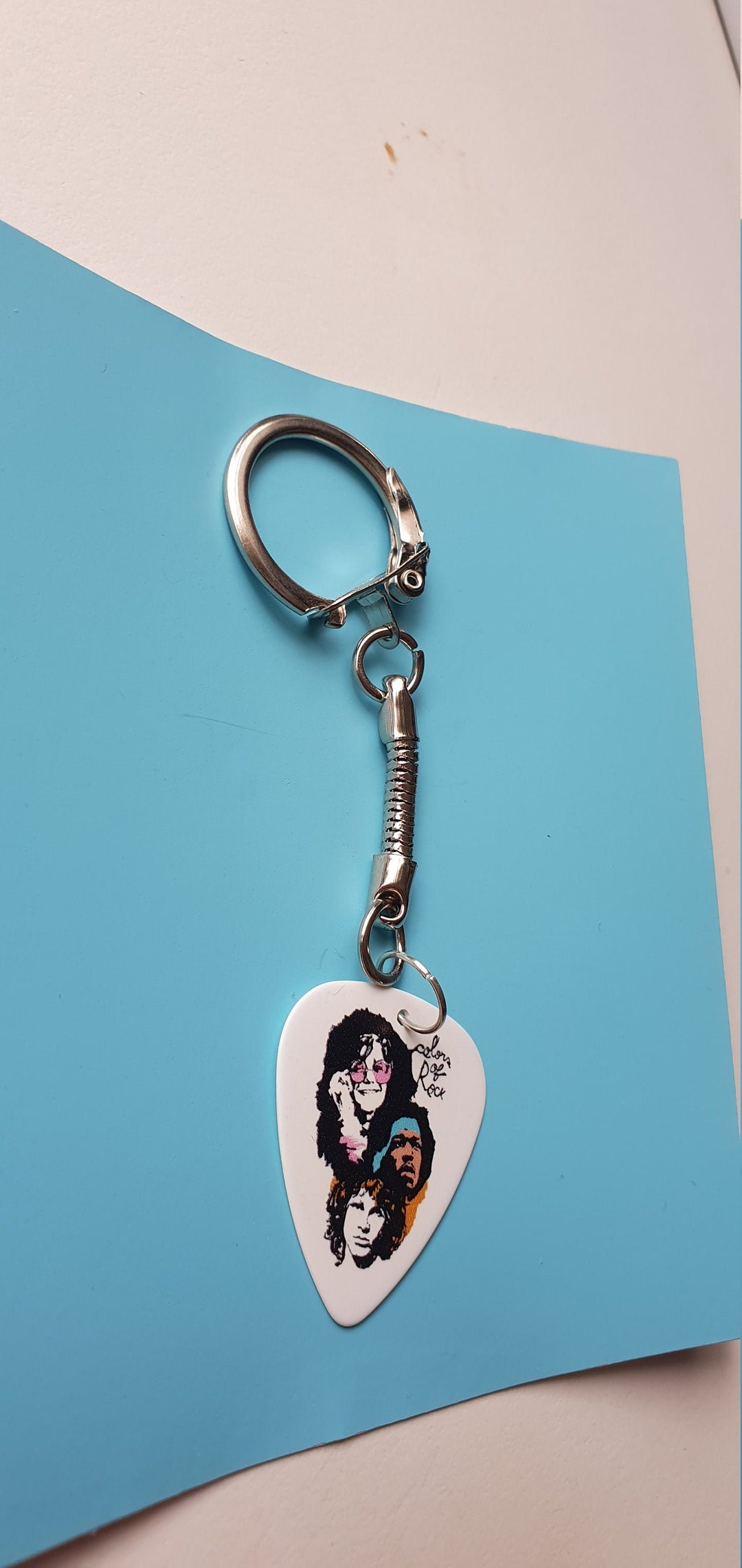 Guitar Pick Plectrum Key Ring Snake Chain Fob 27 Club Janis Joplin Jimi ...