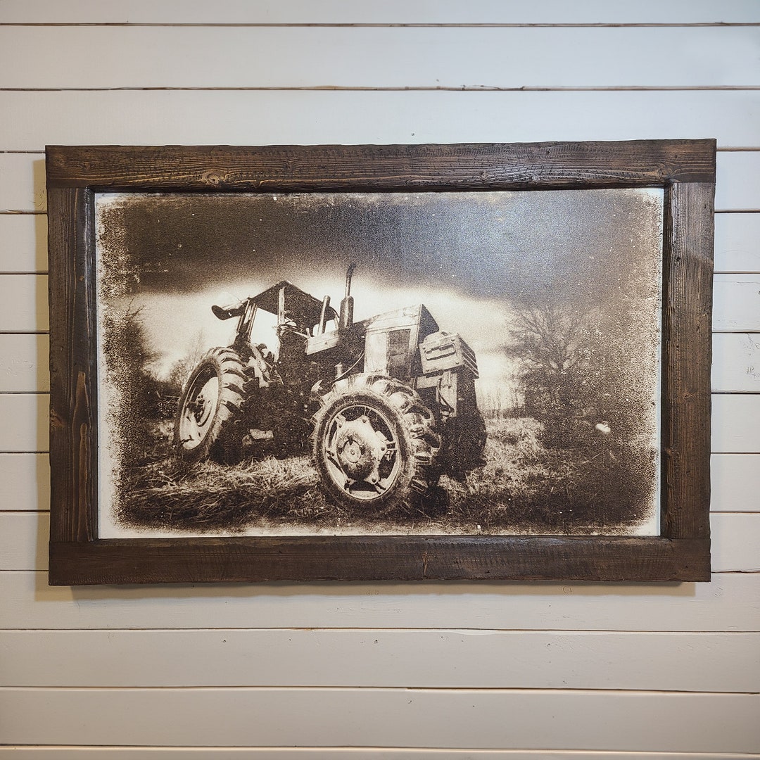 Rustic Tractor Wood Framed Canvas Print | 24x36 Inch Frame - Etsy
