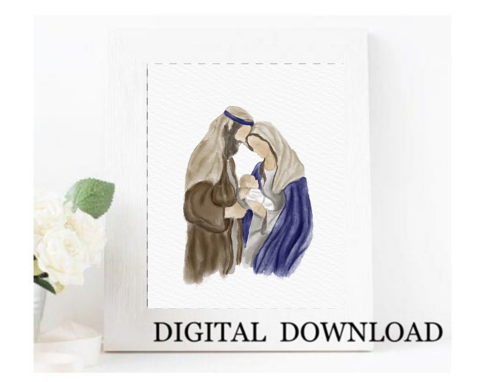 Holy Family Portrait Manger Scene Mary Joseph Baby Jesus - Etsy