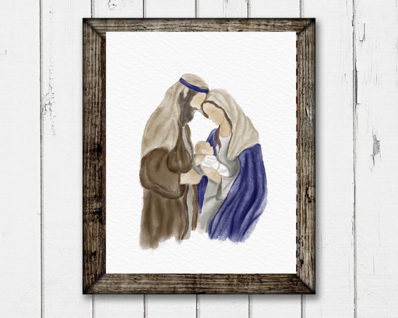 Holy Family Portrait Manger Scene Mary Joseph Baby Jesus - Etsy