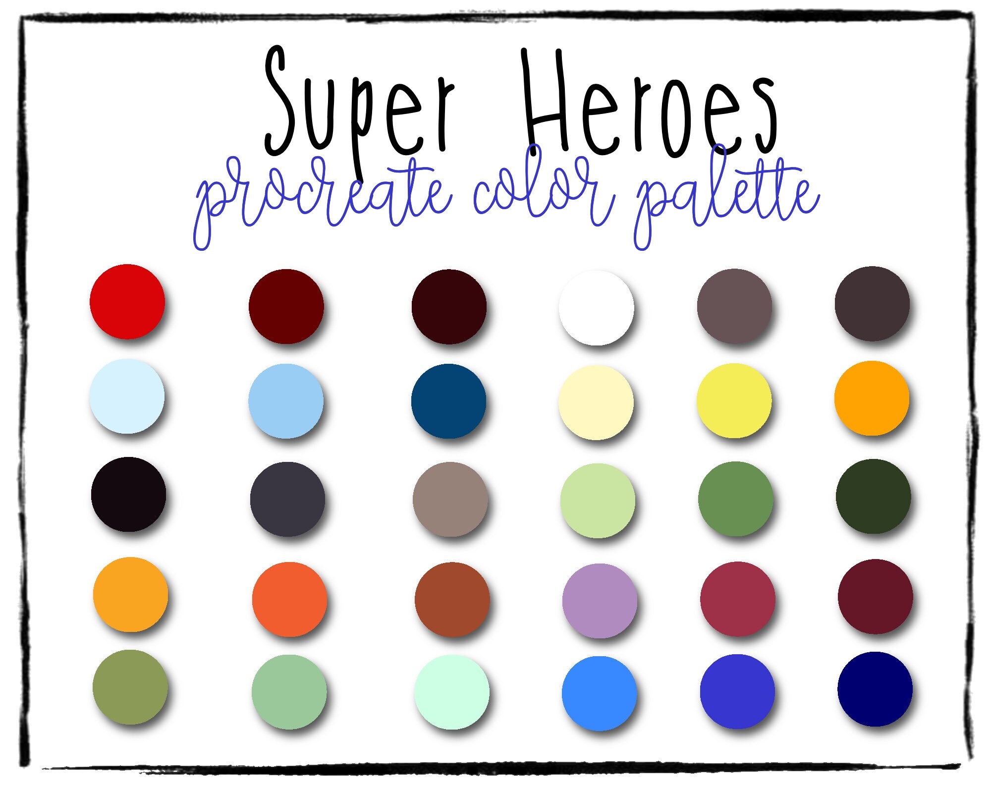 Procreate Color Palette Super Heroes Primary Colors Palette - Etsy