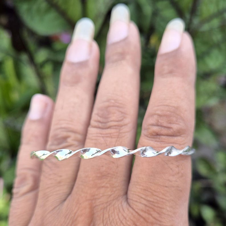 Handmade Sterling Silver Bangle Cuff: Spiral Helix Bracelet, 25th ...