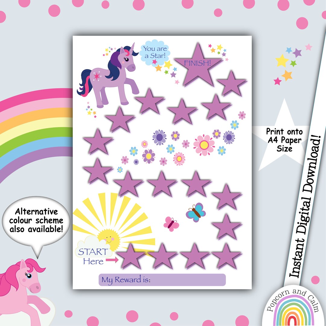 Unicorn Reward Chart, Homework Chart, Potty Training, Behaviour Record ...