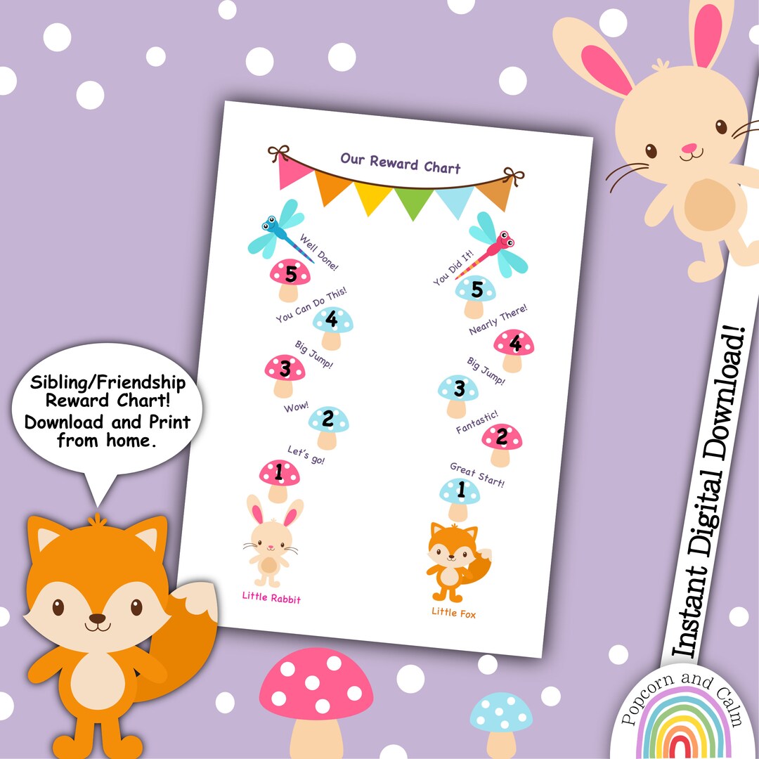 Sibling Reward Chart Home Education Resource Chore Chart - Etsy