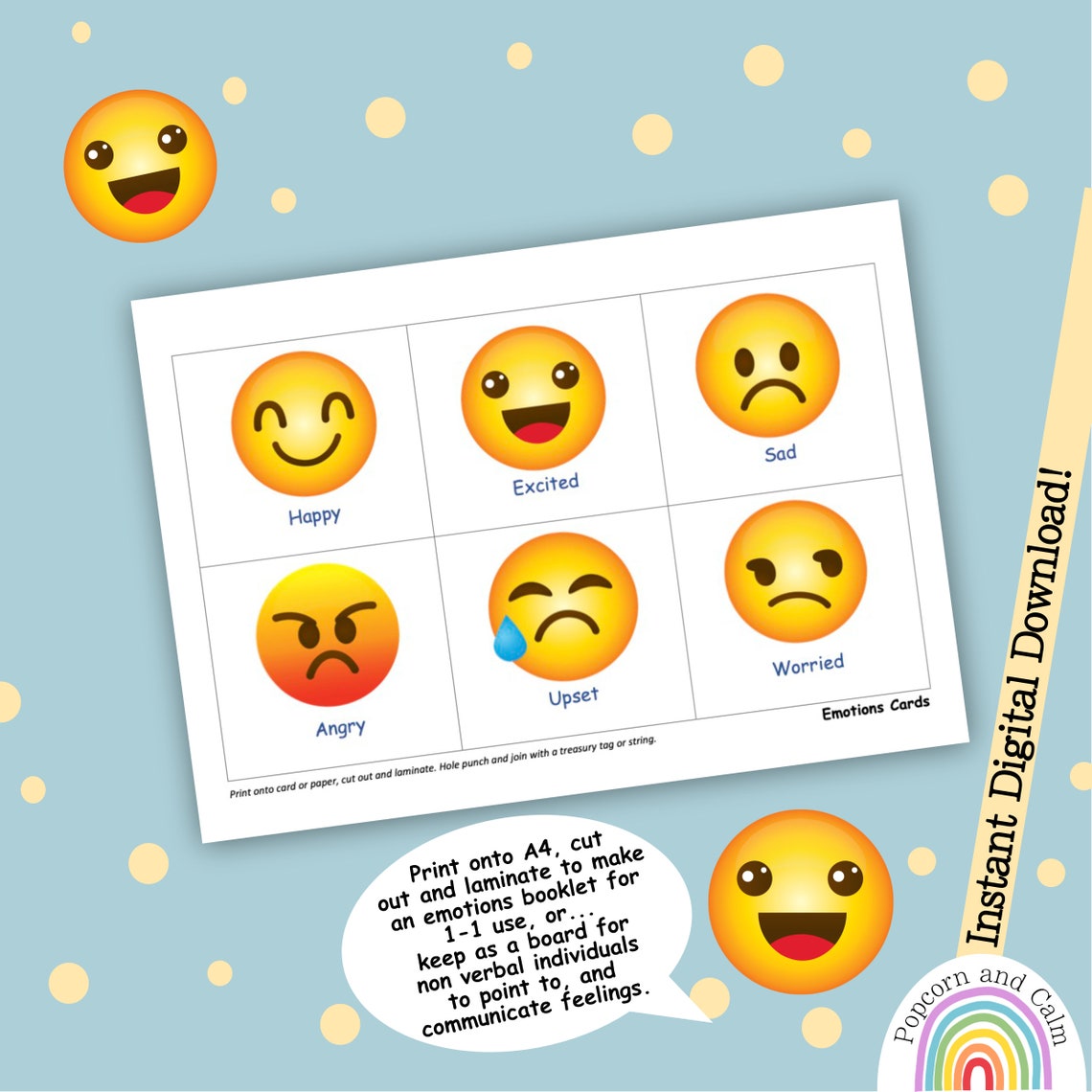Emoji Cards, Emotion Cards, Feelings Cards, Emotional Support, ADHD ...