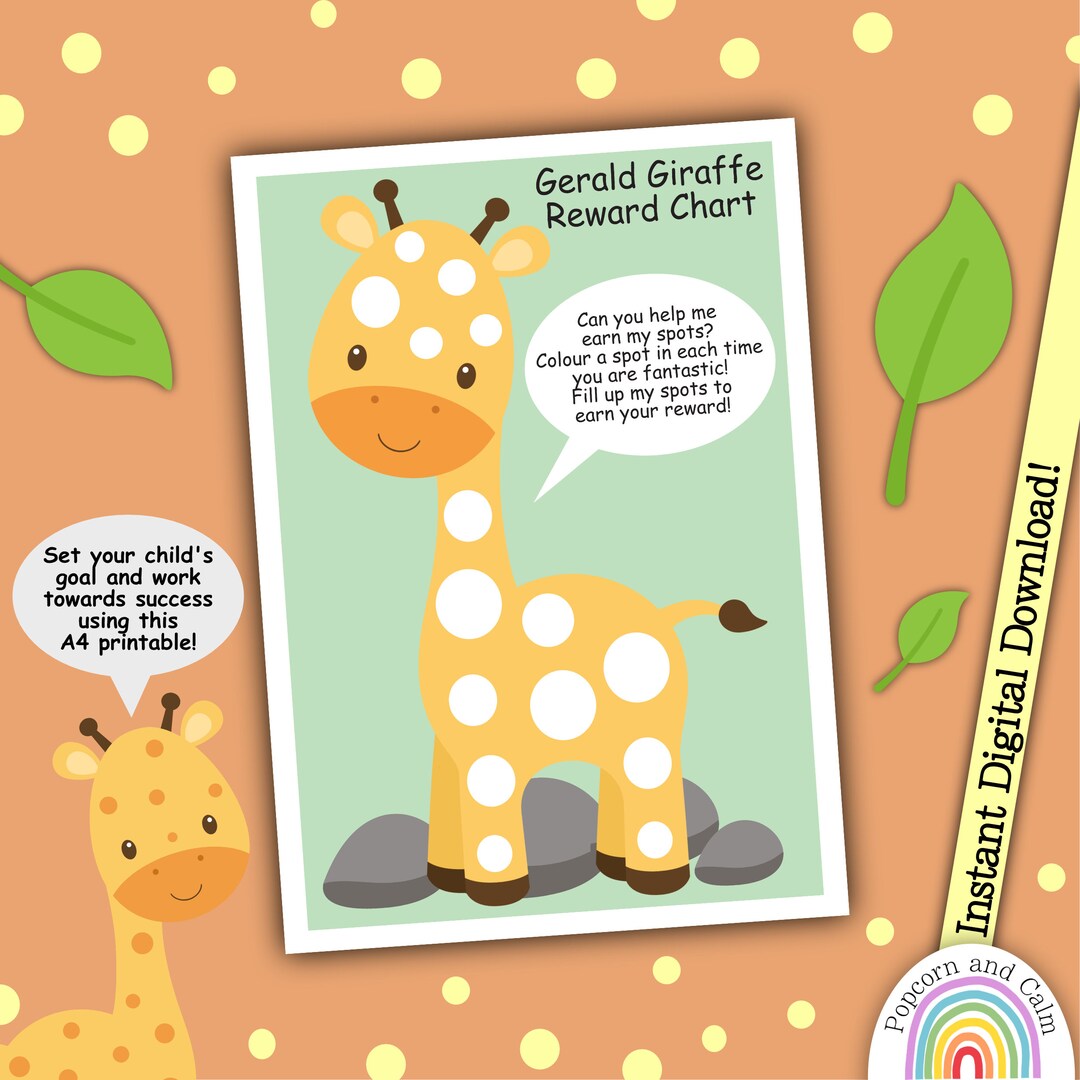 Toddler Reward Chart, Animal Chart, Giraffe Resources, Toilet Training ...