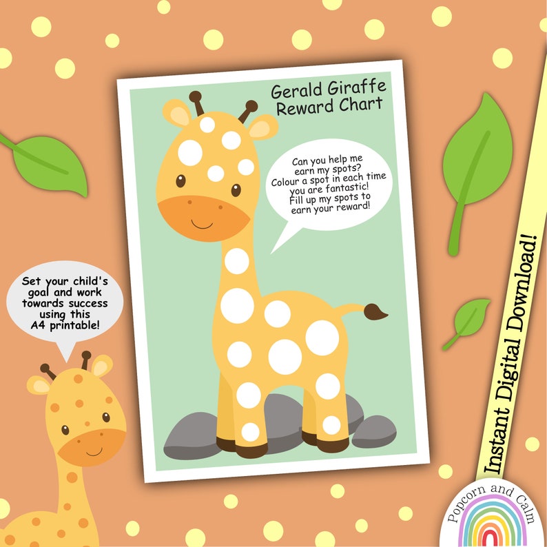 Toddler Reward Chart, Animal Chart, Giraffe Resources, Toilet Training ...