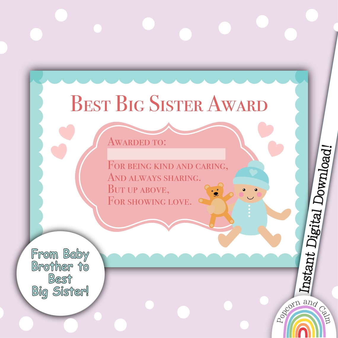 Best Big Sister Award Certificate, Best Sister, Thanks Sister, I'm A ...