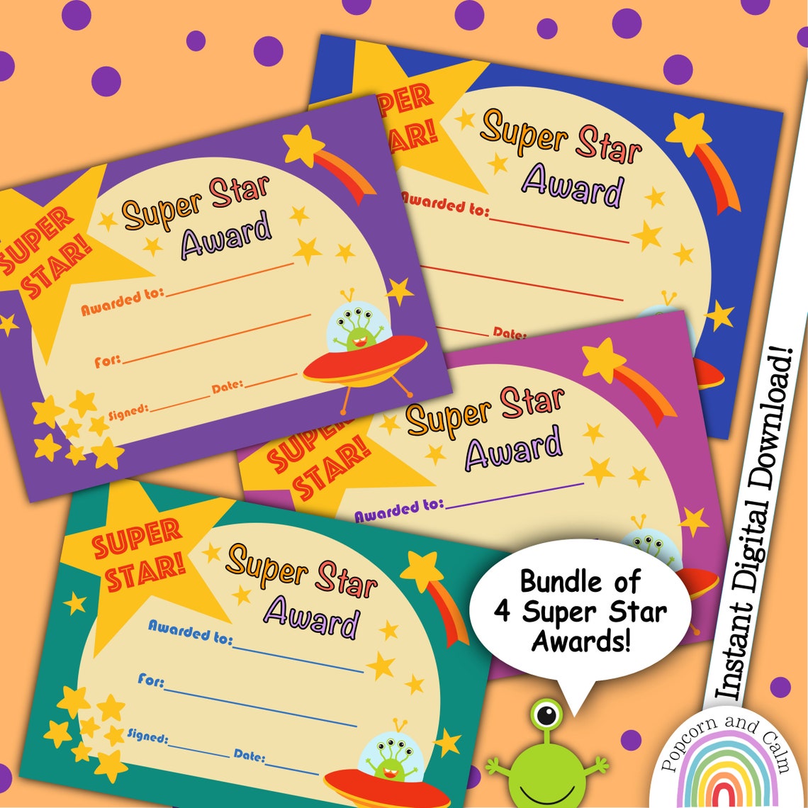 Super Star Award Bundle, Certificates, Congratulations, 4 Well Done ...