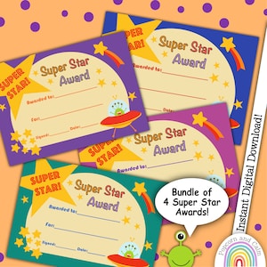 Super Star Award Bundle, Certificates, Congratulations, 4 Well Done ...