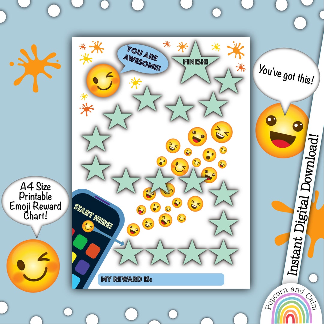 Printable Reward Chart, Homework Chart, Good Behaviour Record, Emoji ...