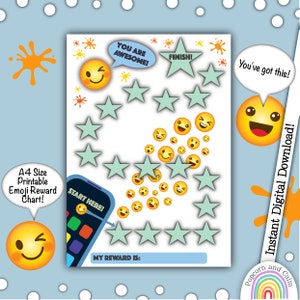 Printable Reward Chart, Homework Chart, Good Behaviour Record, Emoji ...