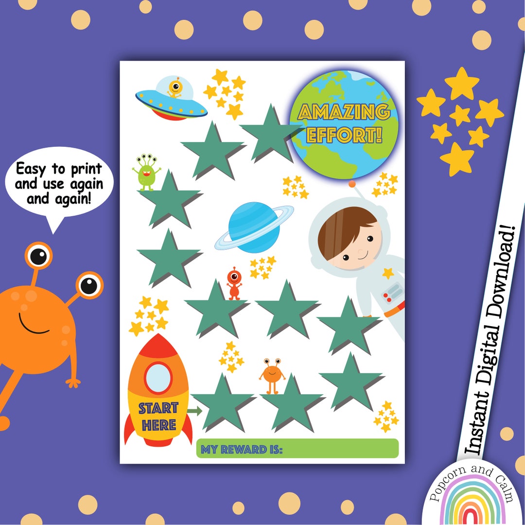 Space Reward Chart, Chore Chart, Behavior Chart, Toddler Incentive ...