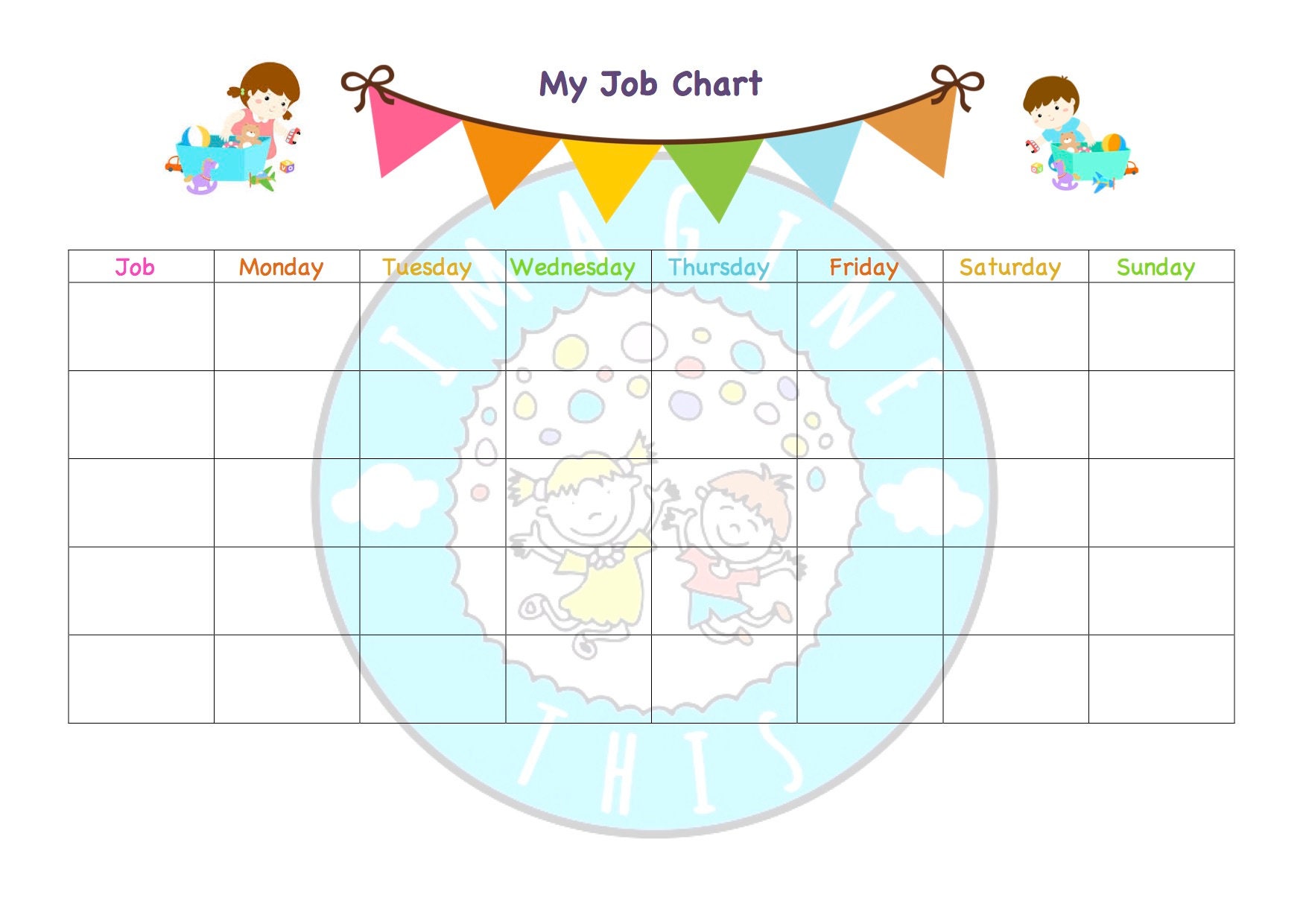 My Job Chart Daily Tasks List Printable Daily Jobs Chart | Etsy