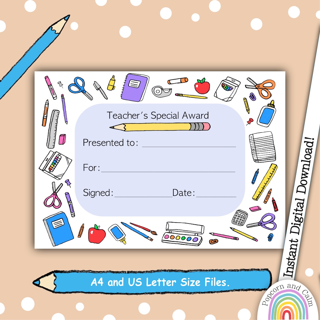Teacher's Special Award, Certificate, Academic Award, Educational ...