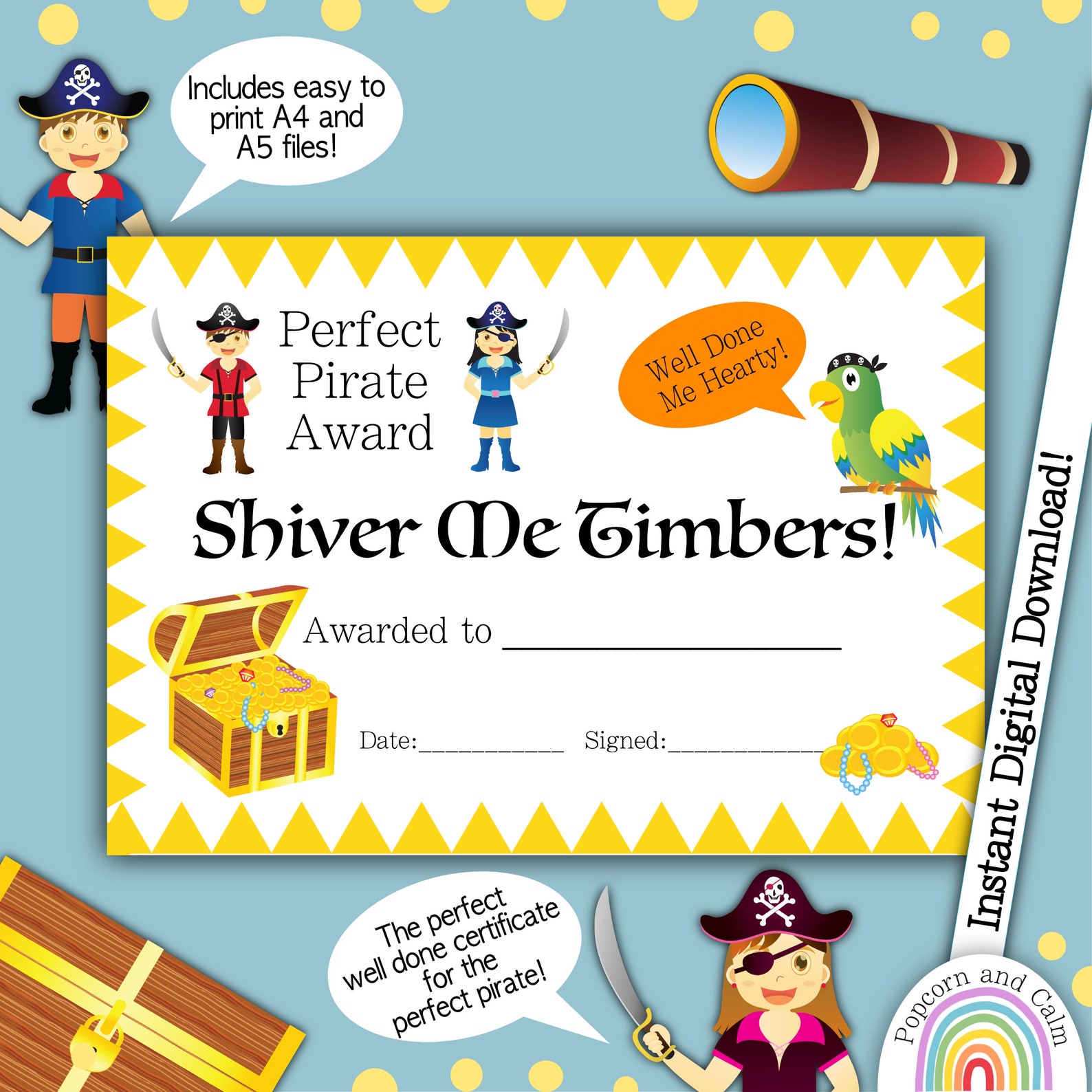 Certificate for Kids Pirate Resources Pirate Certificate - Etsy