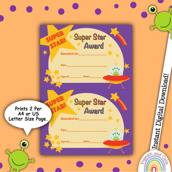 Super Star Award Certificate Printable