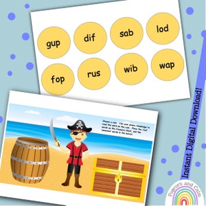 Phonics Printable, CVC Word Game, Pirate Activity, Literacy Resource ...
