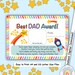 Best Dad Award, Father's Day Printable, Gift for Dad, Dad's Birthdays ...