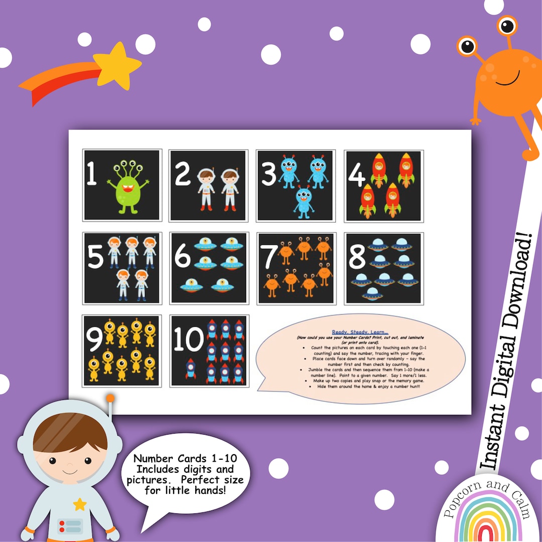 Number Cards, Teaching Resources, Number Recognition, Space Number ...