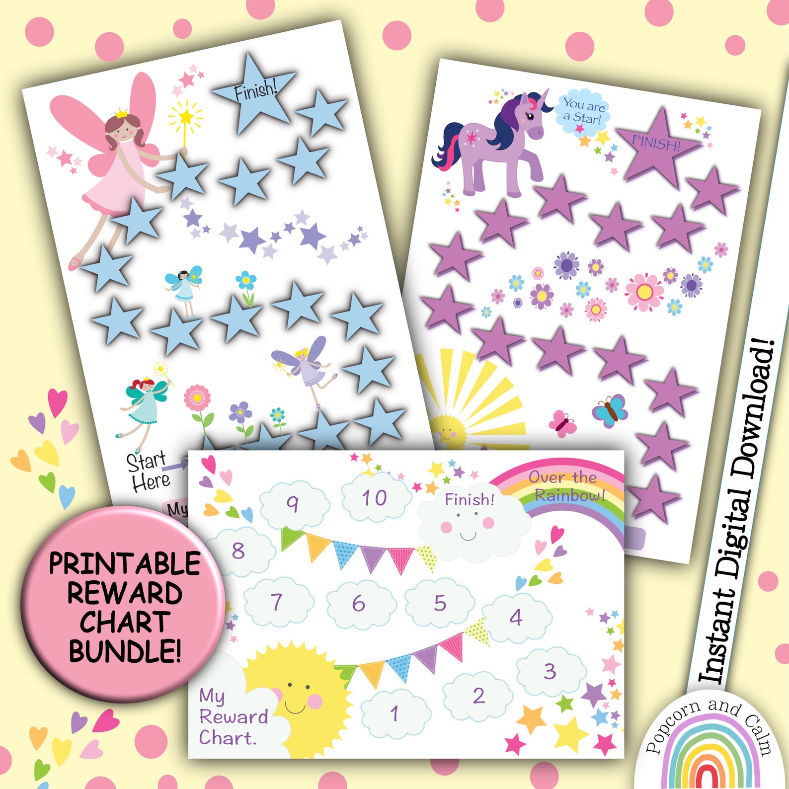 Girls Reward Charts, Reward Chart Bundle, Downloadable Reward Chart ...