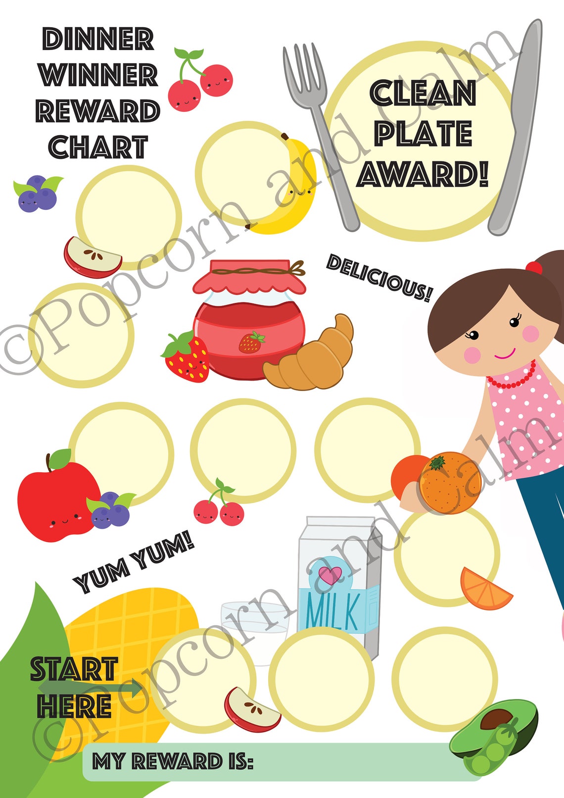 Girls Reward Chart, Mealtime Reward Chart, Fussy Eater Resource, Food ...
