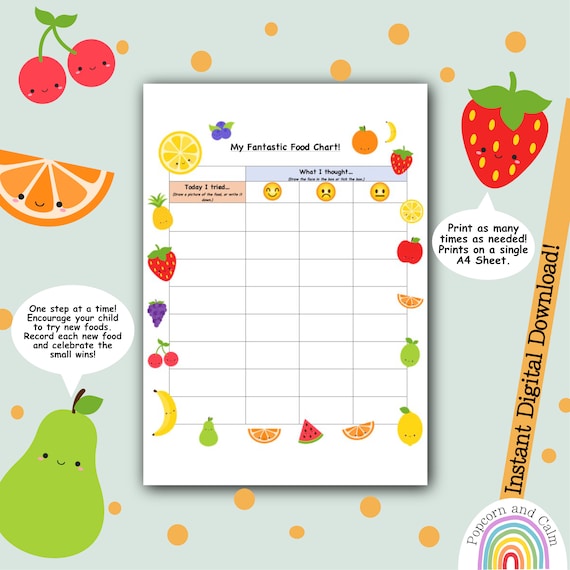 Fussy Eater New Food Chart Eating Incentive Chart Food | Etsy
