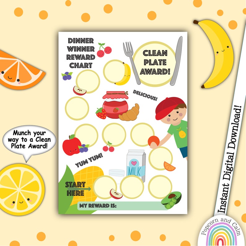 Boys Food Incentive Charts, Dinner Reward Charts, Healthy Eating Charts ...