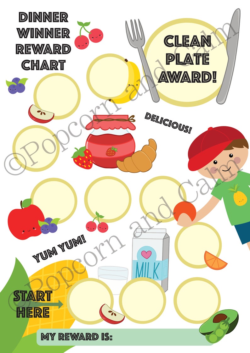 Boys Food Incentive Charts, Dinner Reward Charts, Healthy Eating Charts ...