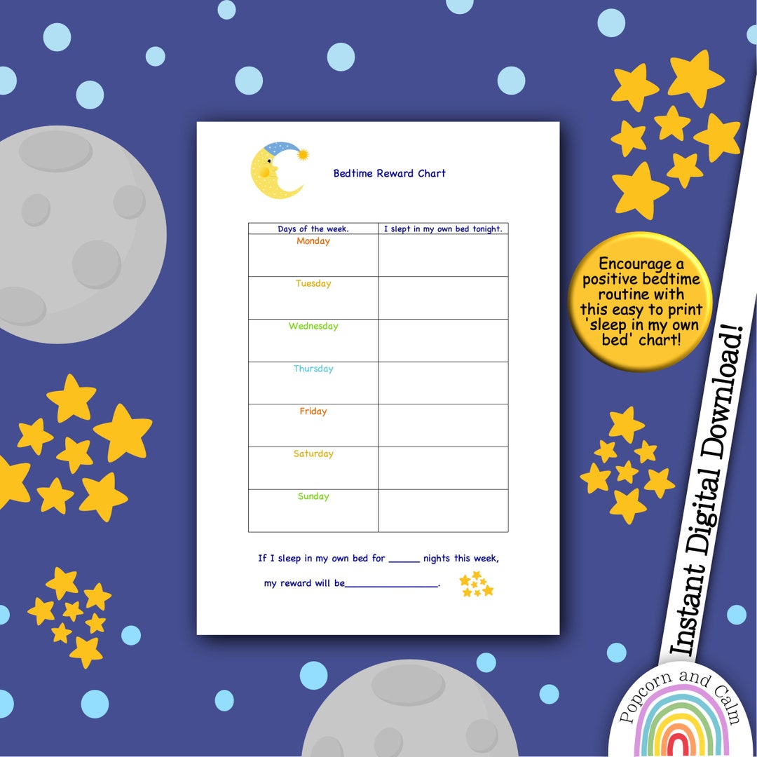 Bedtime Reward Chart, Sleep Training, Bedtime Routine, Incentive Chart ...